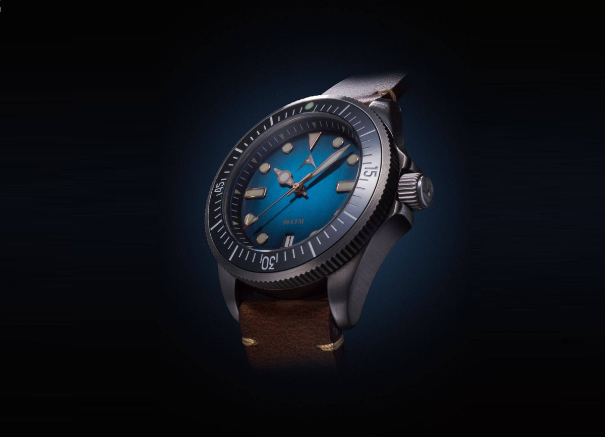 Sea Hunt ( Blue Dial with rose gold hands & indexes ) – Aerotec Watches